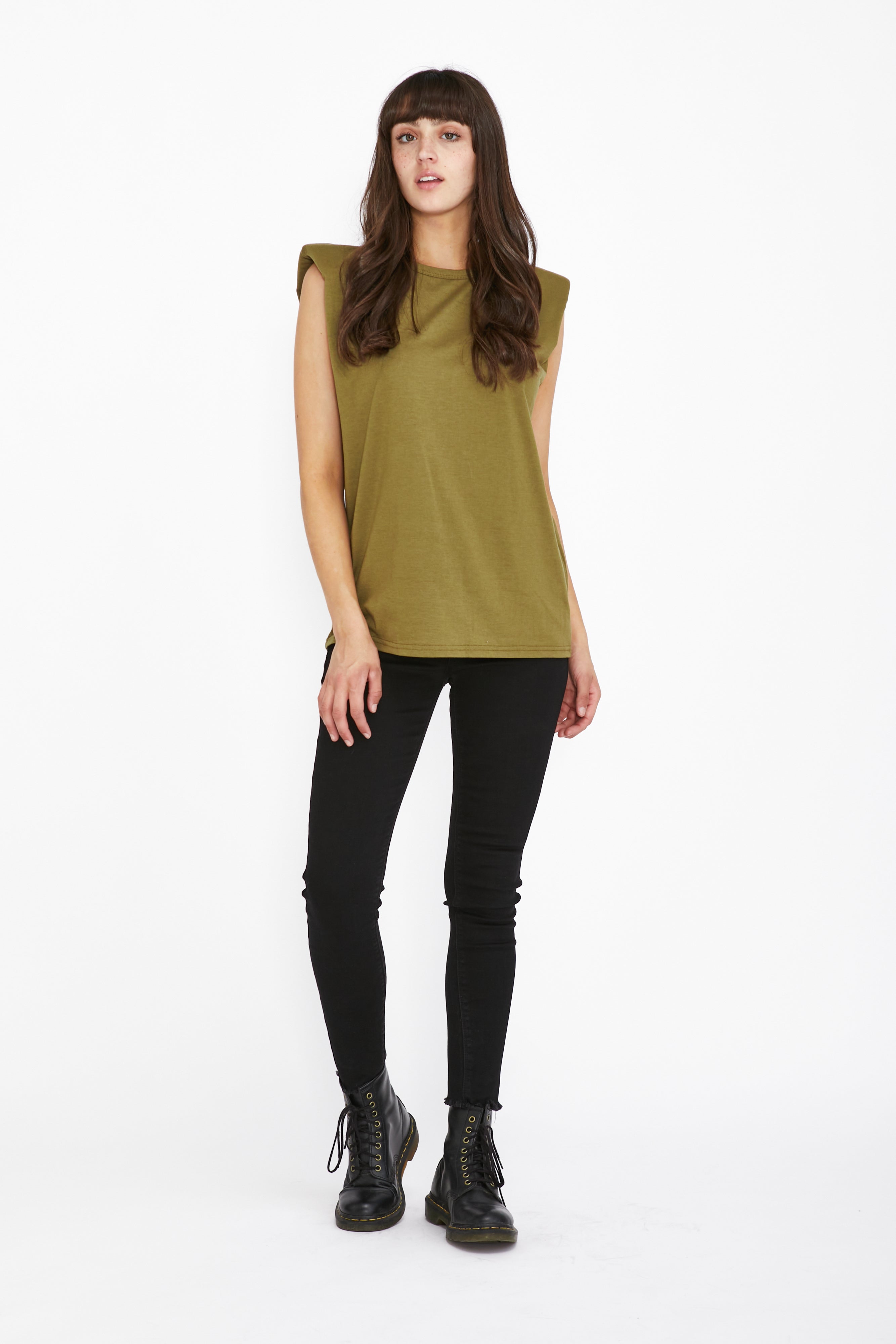 LIVIA SHOULDER DETAIL TEE - OLIVE – SAINT ROSE